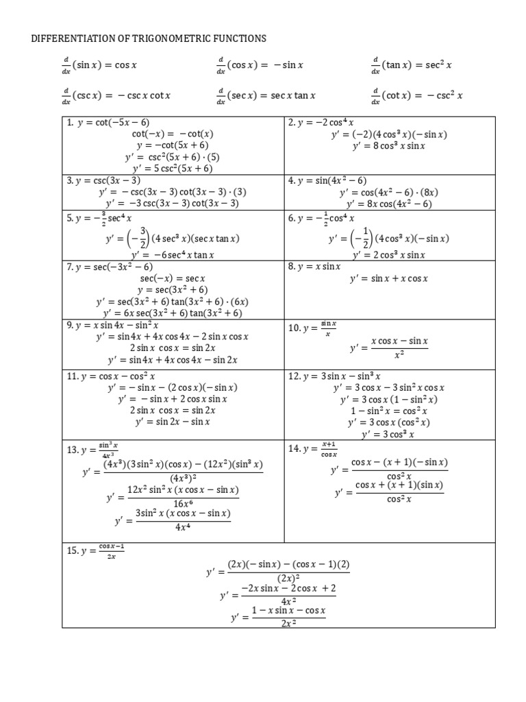 Differentiation of Trigonometric Functions | PDF | Combinatorics | Euclid