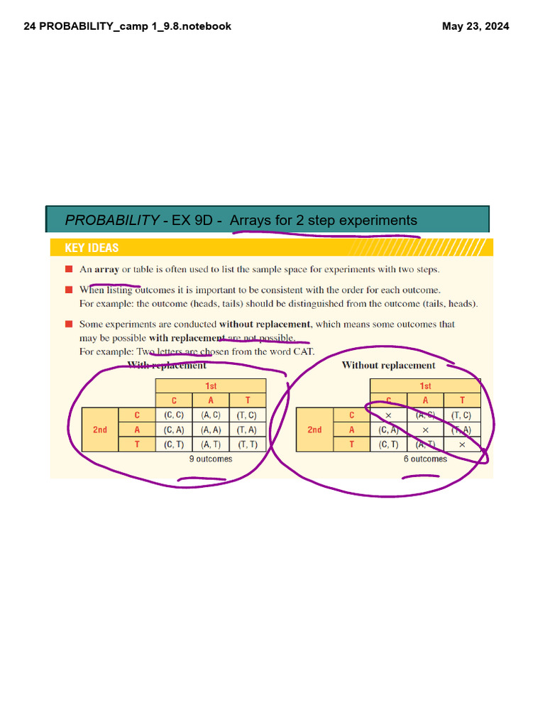 PROBABILITY EX 9D Arrays For 2 Step Experiments: 24 PROBABILITY - Camp ...