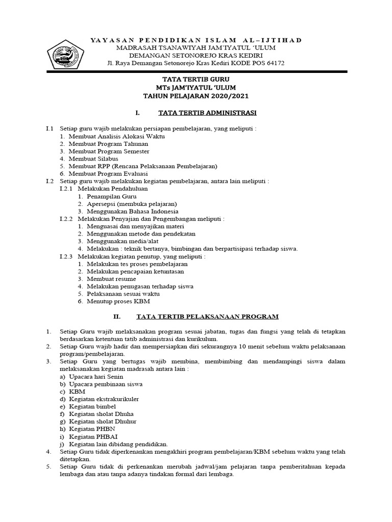 TATA TERTIB GURU Baru | PDF | Karier & Perkembangan