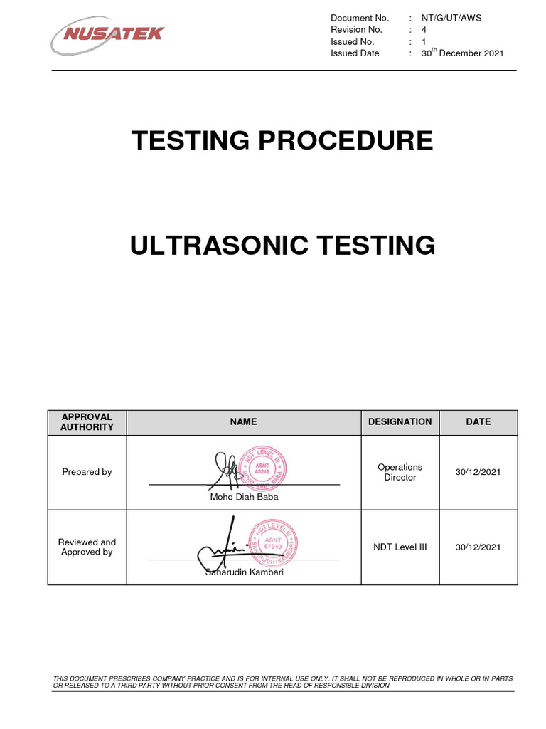 NT_AWS_UT_REV 4 | PDF | Nondestructive Testing | Welding