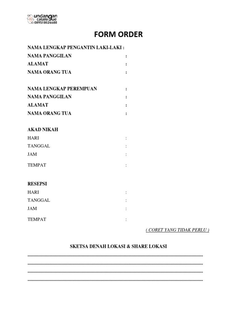 FORM ORDER Undangan Catalogue | PDF
