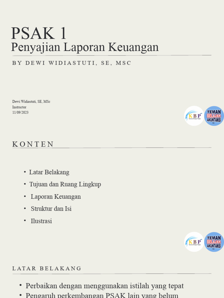 PSAK 1 - Penyajian Laporan Keuangan | PDF