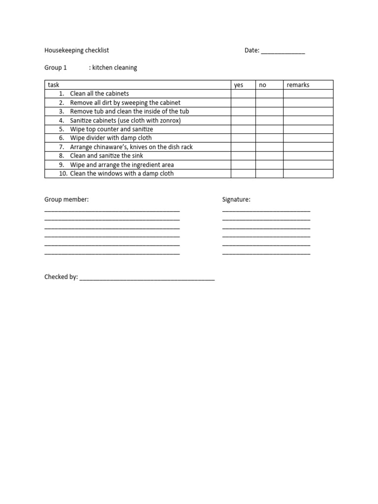 Comprehensive Housekeeping Checklist | PDF | Housekeeping | Laundry
