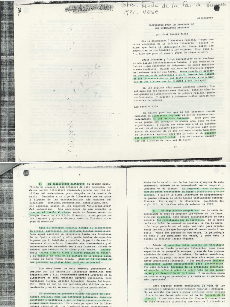 Propuestas para Un Abordaje de Una Literatura Regional - José Andrés Rivas - 2 | PDF