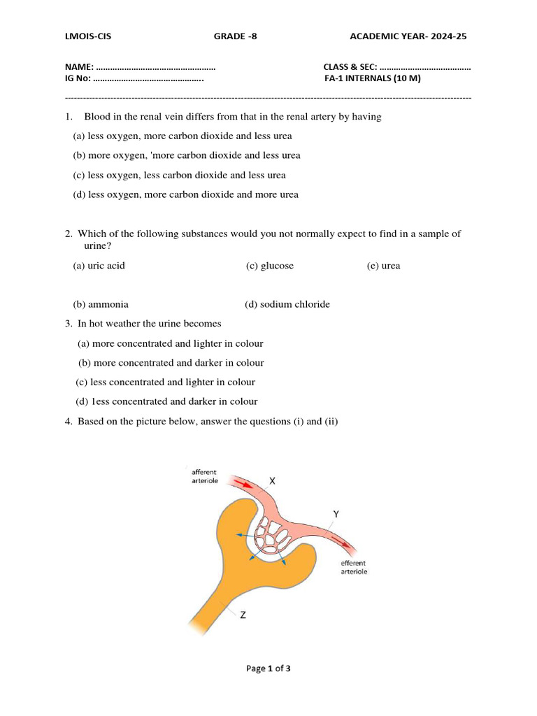 GR - 8 - Fa 1 - Internals | PDF | Urea | Blood