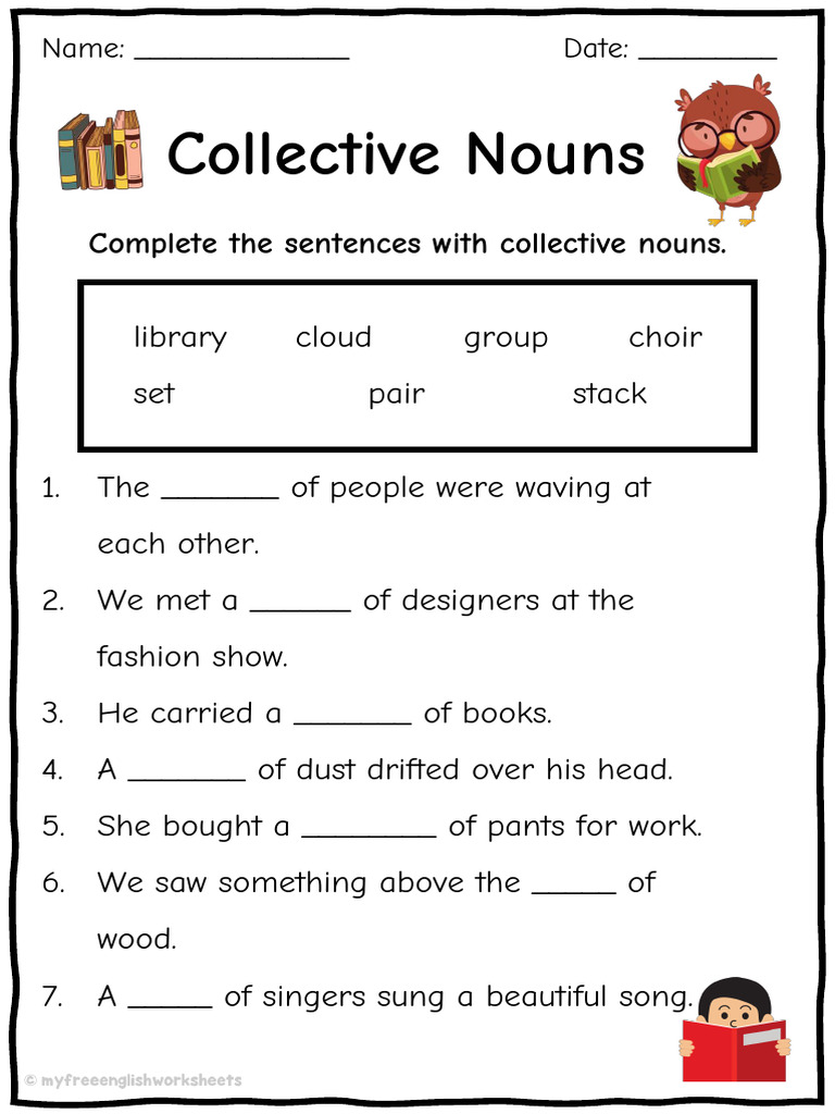 Collective Nouns Worksheet 2 Choose | PDF