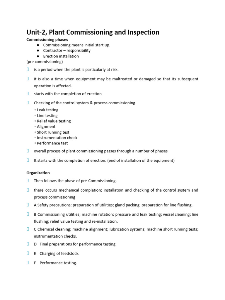 Plant Commissioning and Inspection Guide | PDF | Valve | Amplitude