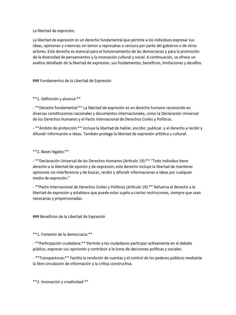 La Libertad de Expresión: Análisis y Desafíos | PDF | Libertad de ...