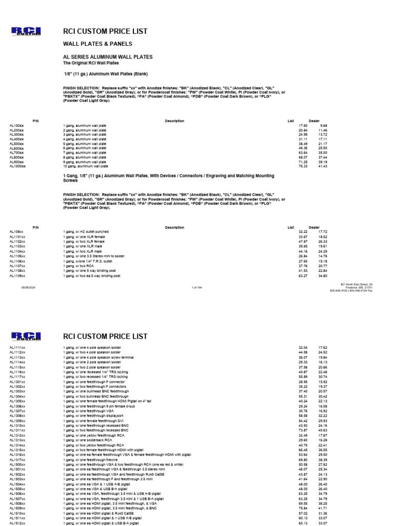 Rci Price List | PDF | Display Technology | Physical Layer Protocols
