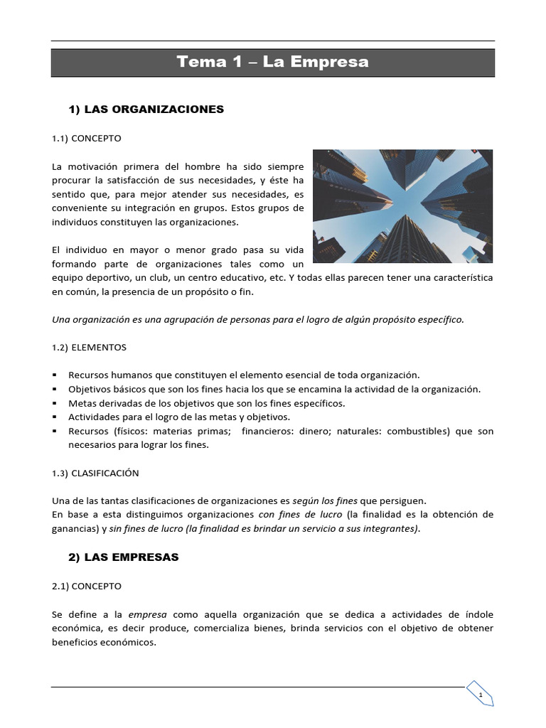 Tema 1 - La Empresa | PDF | Business | Economias