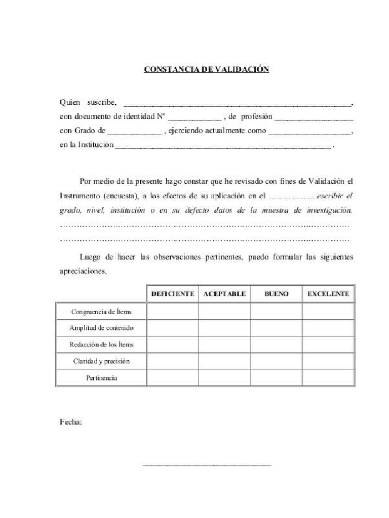 Validacion DE ENCUESTA | PDF