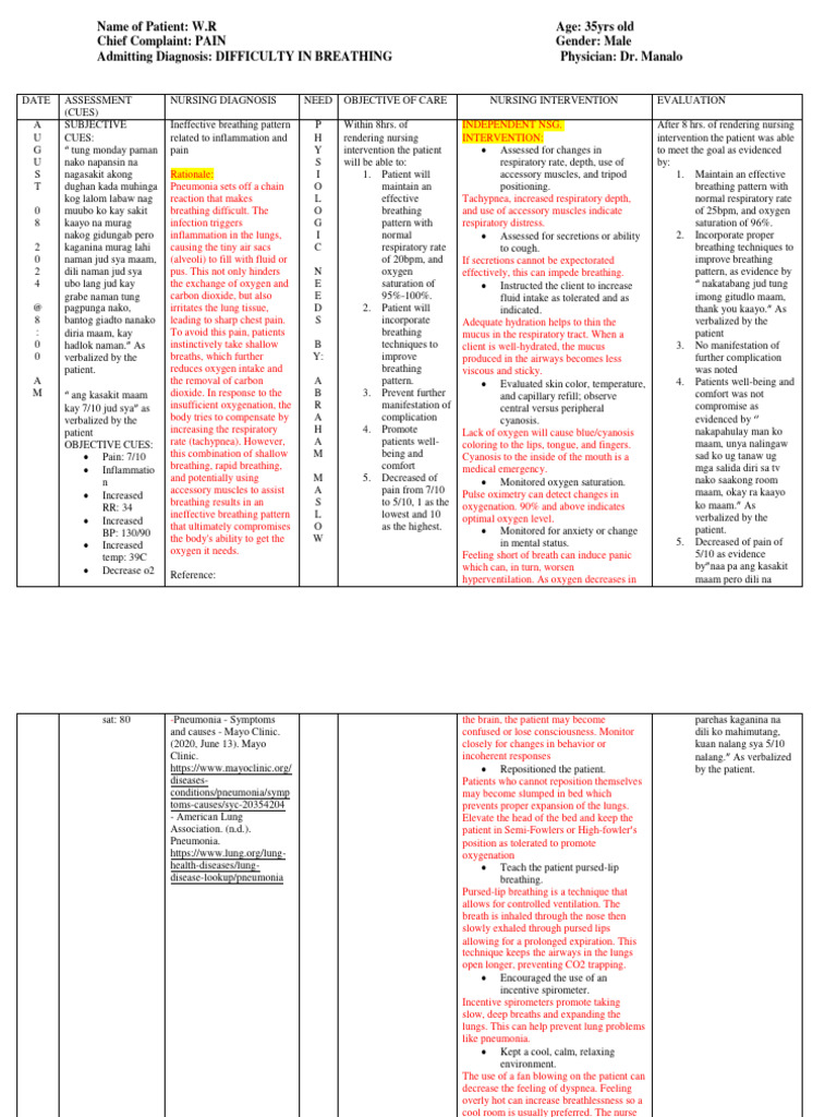 Nursing-Care-Plan - Pneumonia | PDF | Breathing | Pneumonia
