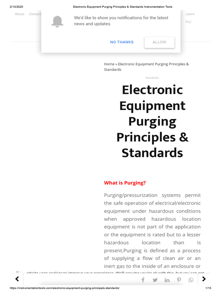 Electronic Equipment Purging Principles & Standards Instrumentation ...