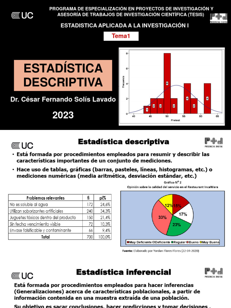 1 Estadística Descriptiva Especialización | PDF | Estadísticas | Estadísticas descriptivas