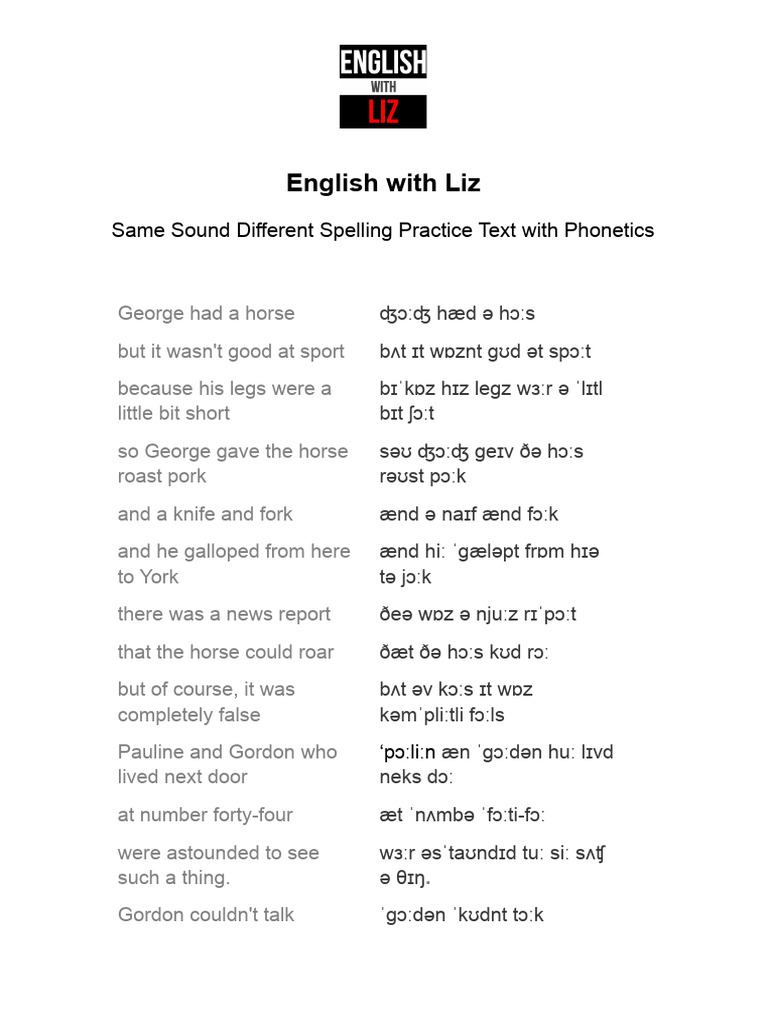 English With Liz Practice Text | PDF