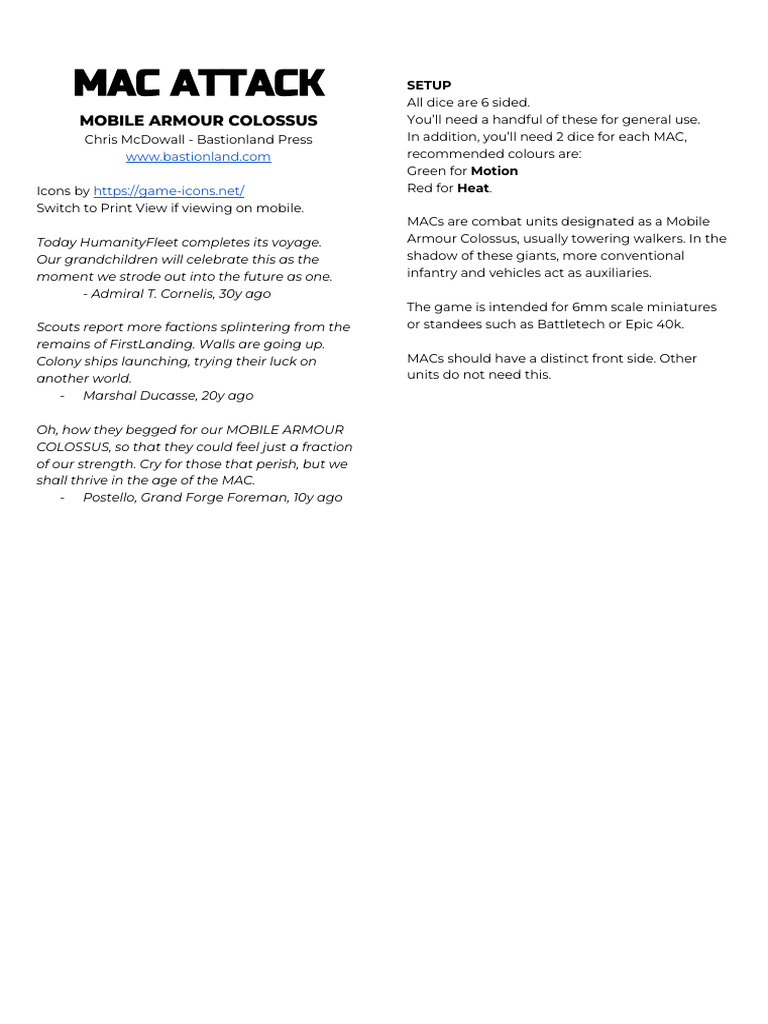 MAC Attack - Mobile Armour Colossus | PDF | Tanks | Infantry