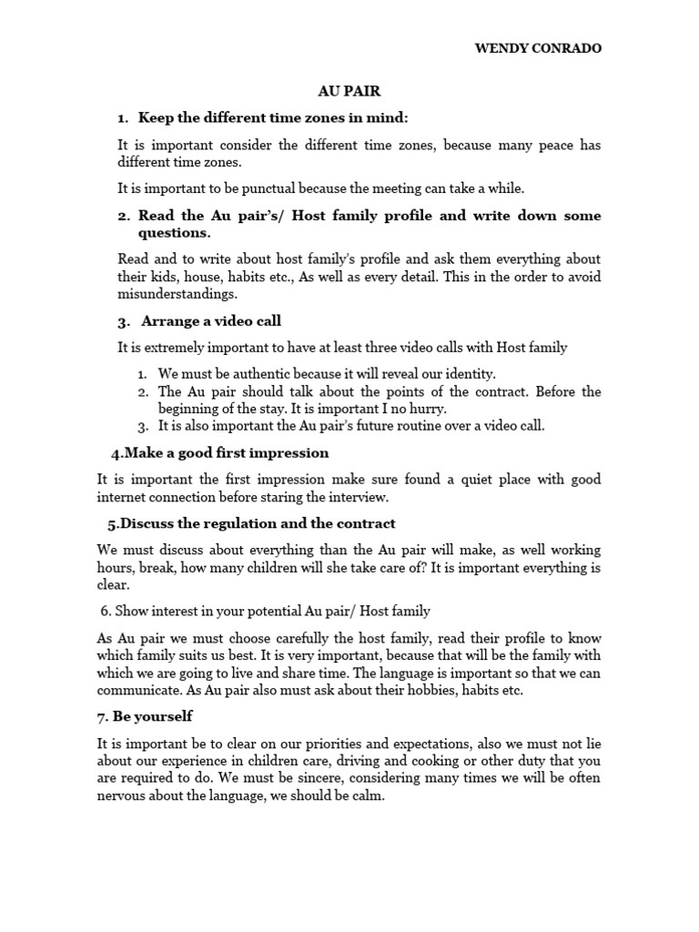 Au Pair | PDF | Career & Growth