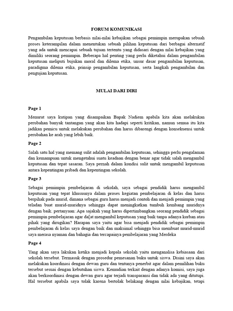 Forum Komunikasi, Mulai Diri, Eksplorasi Konsep Badriatin | PDF | Karier & Perkembangan ...