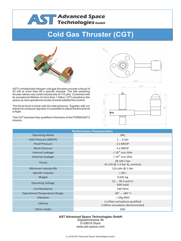 Satsearch M7waj4 Advanced Space Technologies Cold Gas Thruster CGT ...