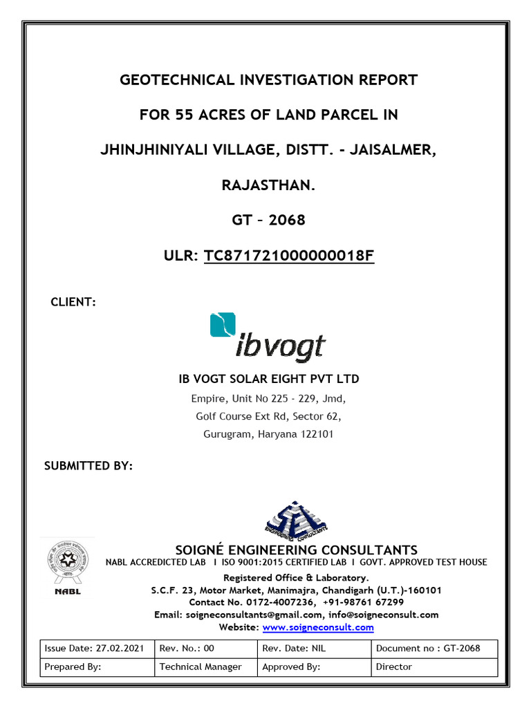 Geotechnical Report: Jaisalmer Land | PDF | Deep Foundation | Geotechnical Engineering
