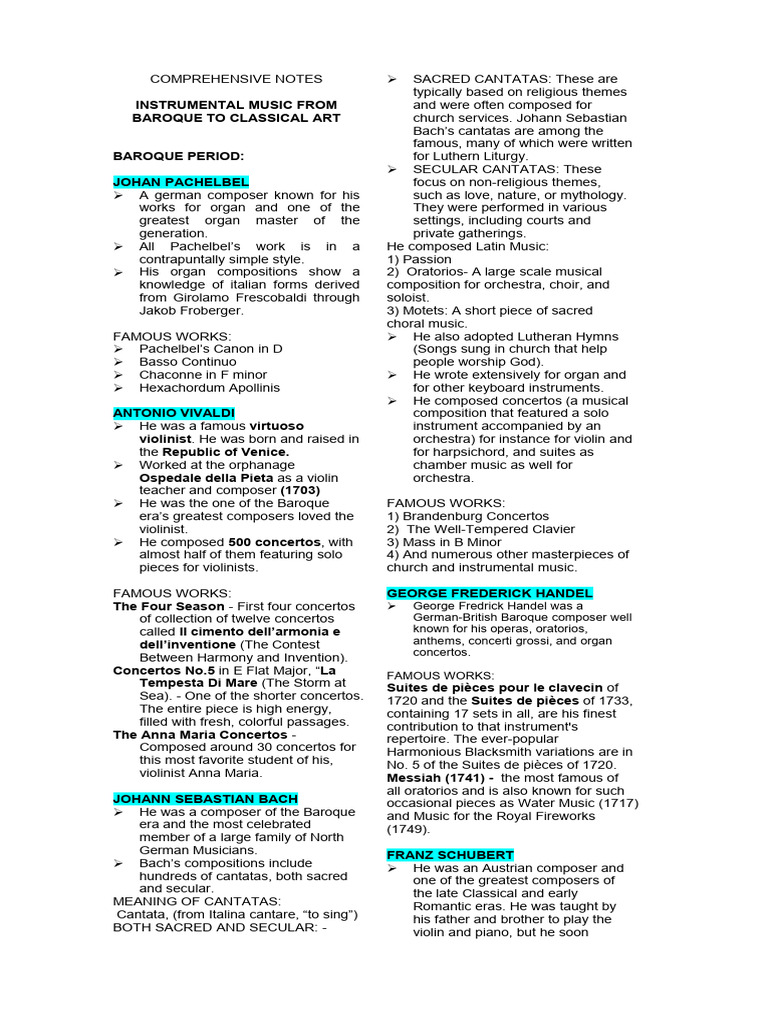 Baroque To Classical Period | PDF | Johann Pachelbel | Concerto