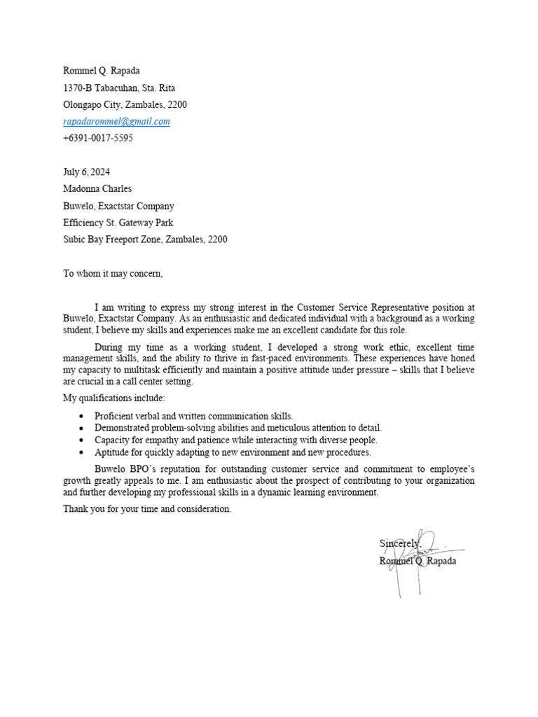 Application Letter | PDF | Career & Growth | Self-Improvement