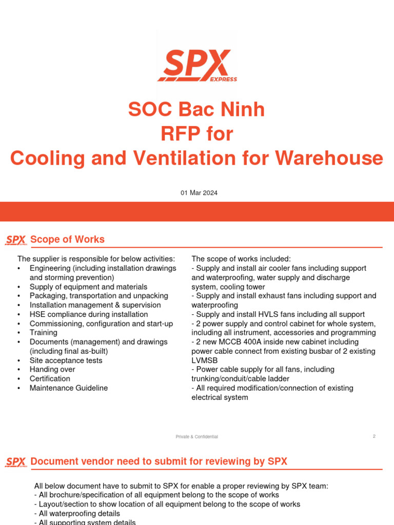 SOC Bac Ninh RFP For Cooling and Ventilation For Warehouse | PDF ...