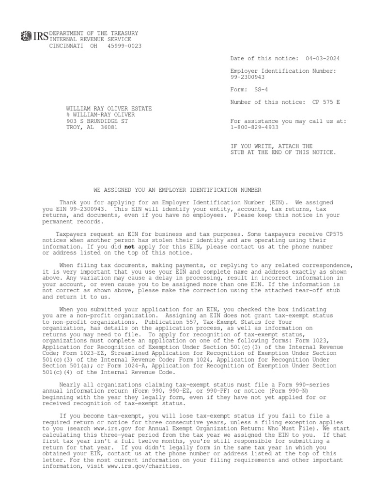 CP575Notice 1712175017816 | PDF | 501(C) Organization | Internal ...