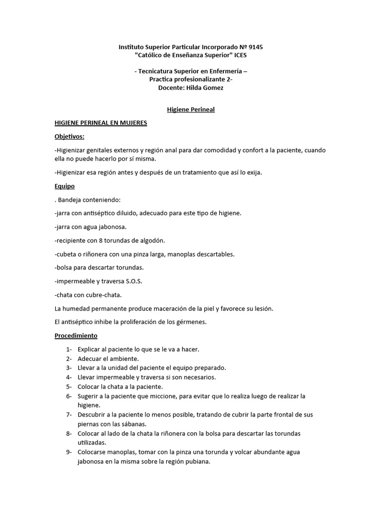 Higiene Perineal 2.docx6632e8bb48fde | PDF | Salud y bienestar