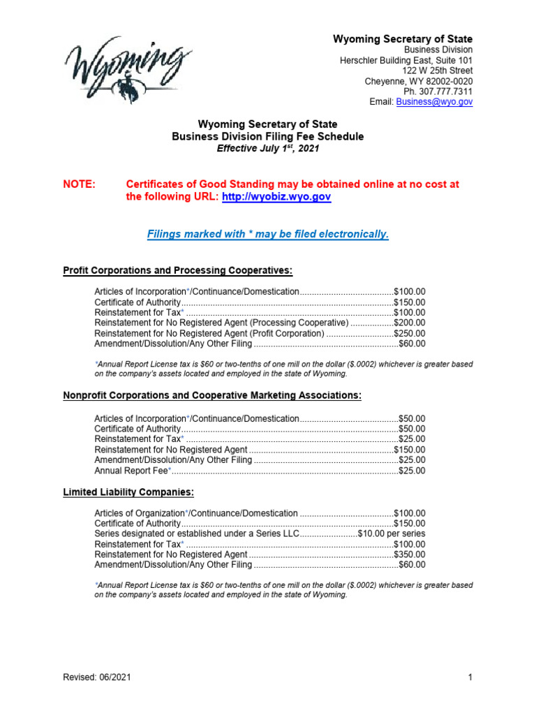 Business Fees | PDF | Registered Agent | Limited Liability Company