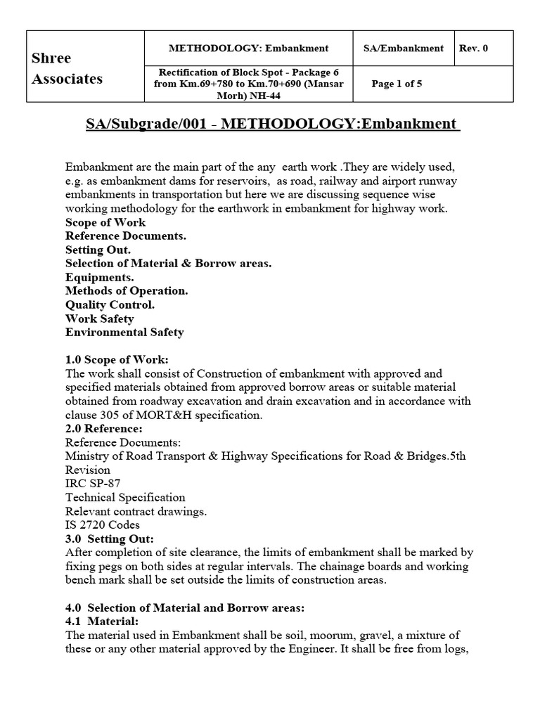 Embankment Construction Methodology NH-44 | PDF | Road | Levee