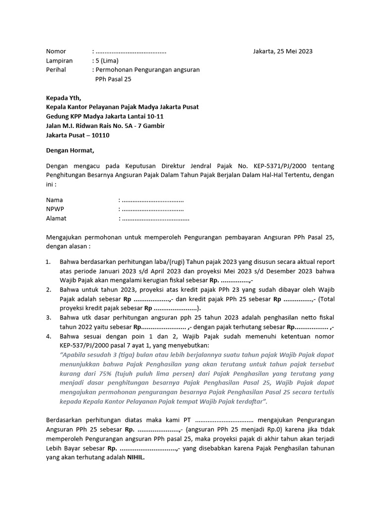 Surat Pengajuan SKB PPH 25 - 2023 | PDF