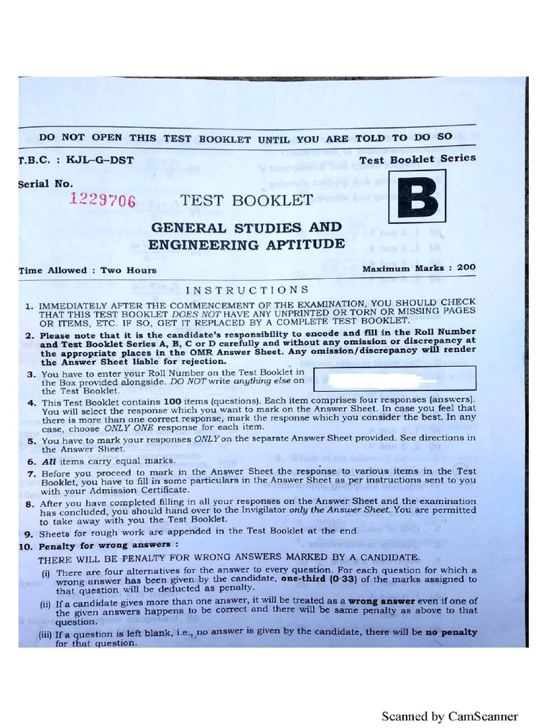 GS & Engineering Aptitude Question Paper SET B | PDF