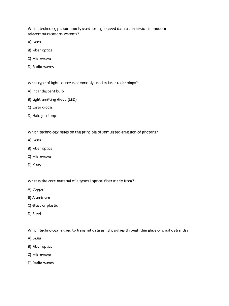 OBJECTIVE Laser and Fibre Optics | PDF | Optical Fiber | Laser