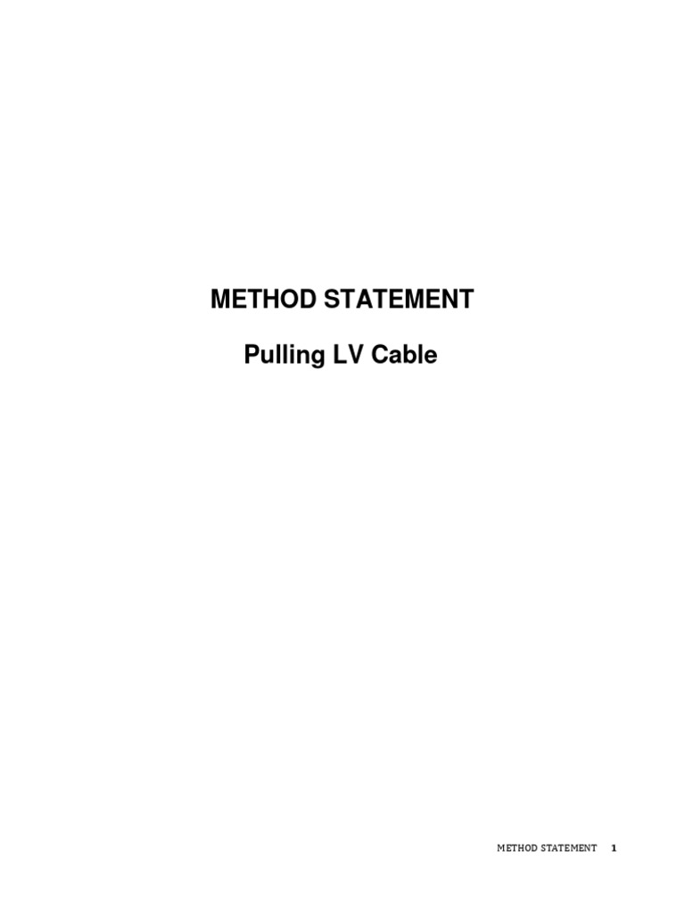 Methode Statement of Pulling LV Cable | PDF | Personal Protective Equipment | Specification ...