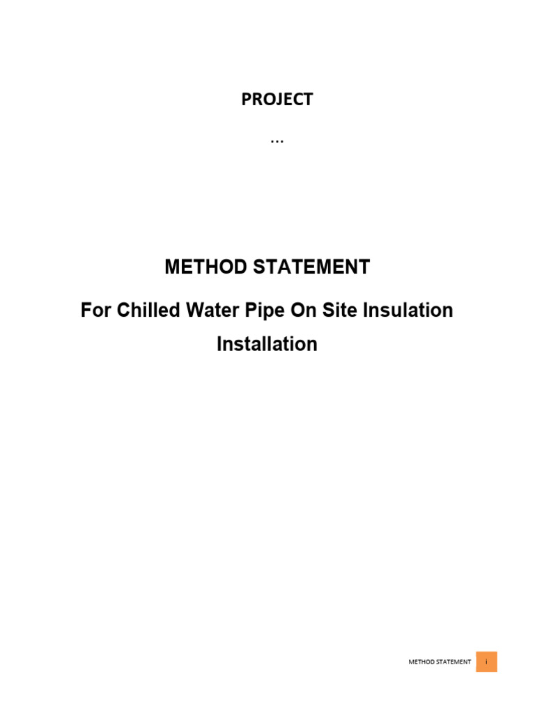Chilled Water Pipe Insulation Method Statement | PDF | Pipe (Fluid ...