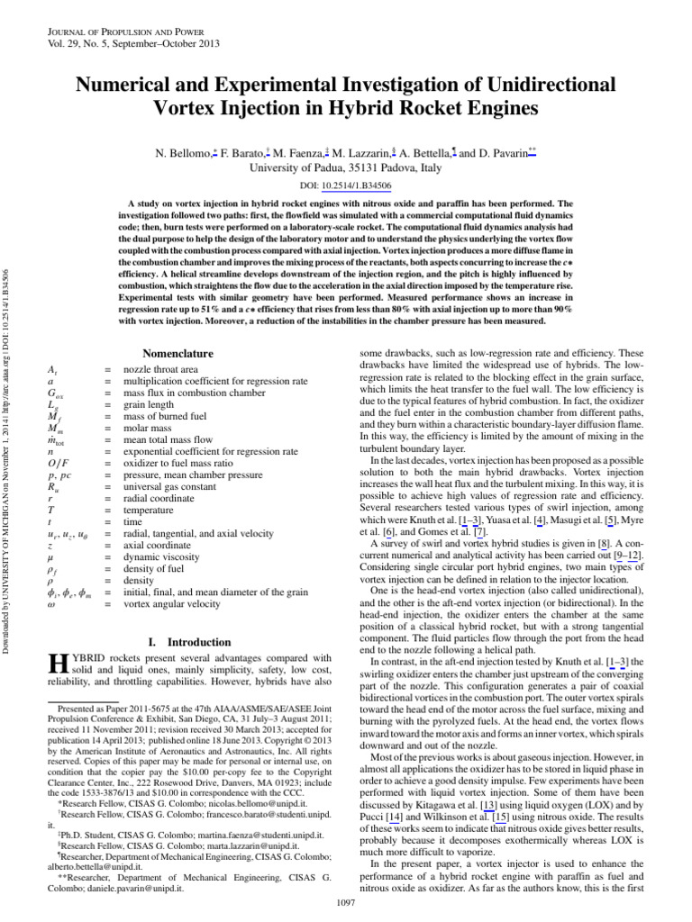 Numerical and Experimental Investigation of Unidirectional Vortex ...