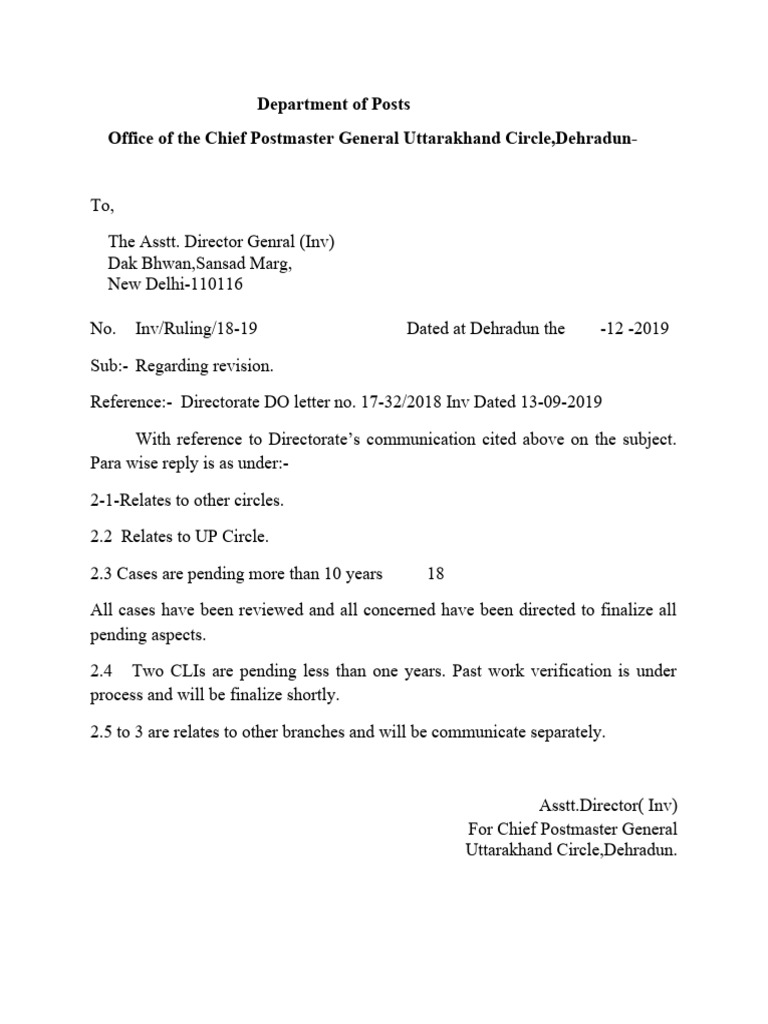 Department of Posts Office of The Chief Postmaster General Uttarakhand ...