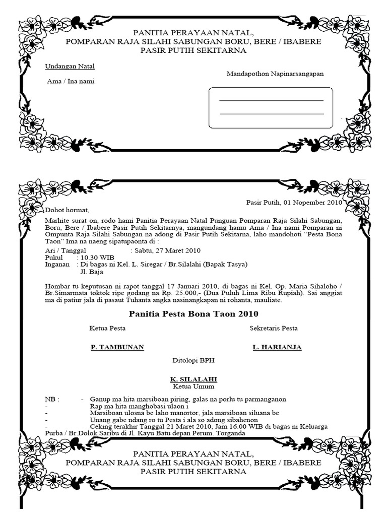 Undangan Pesta Bona Taon 2010 | PDF