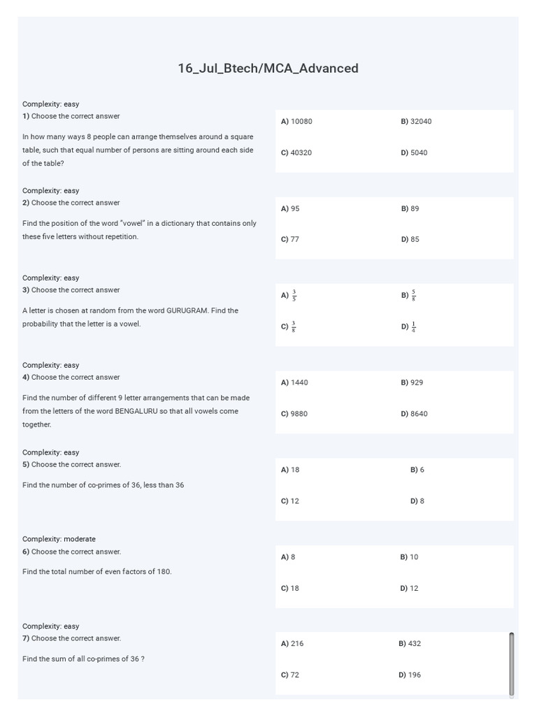 Math Problem Set with Solutions | PDF