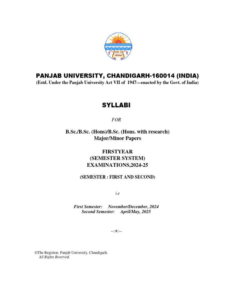 B.Sc. Syllabus 2024-25: Panjab University | PDF | Matrix (Mathematics ...