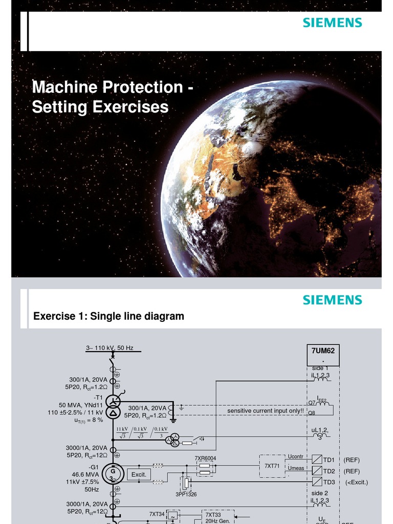 Machine Protection Setting Exercises | PDF | Transformer | Capacitor