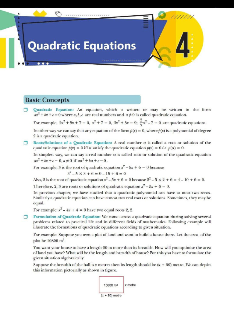 Quadratic Equation Imp Questions | PDF