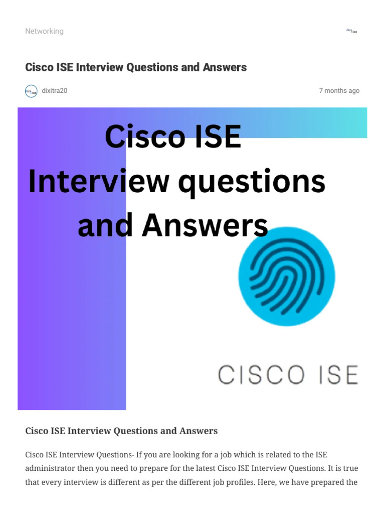 Cisco ISE Interview Questions and Answers – Networking | PDF | Radius | Computer Network