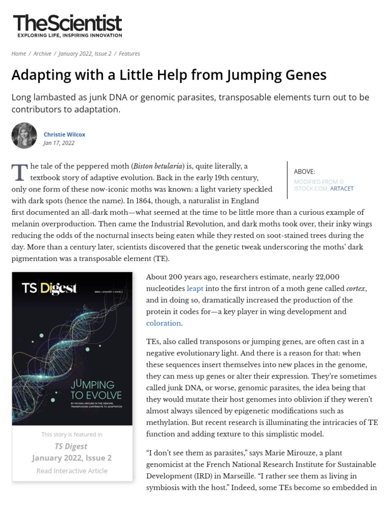 Adapting With A Little Help From Jumping Genes | PDF | Transposable ...