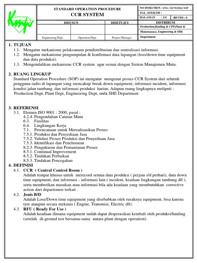 SOP-ENG-CCR System | PDF