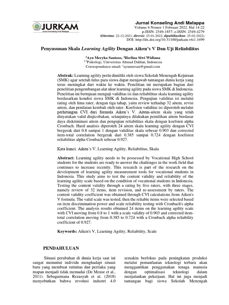 Ayu Meryka Santoso Herlina Siwi Penyusunan Skala Learning Agility | PDF