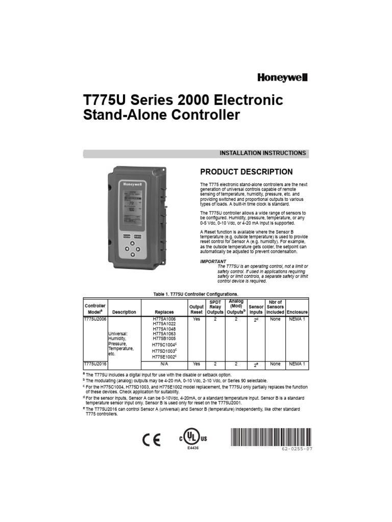 T775U Installation Instructions | PDF | Electrical Wiring | Relay