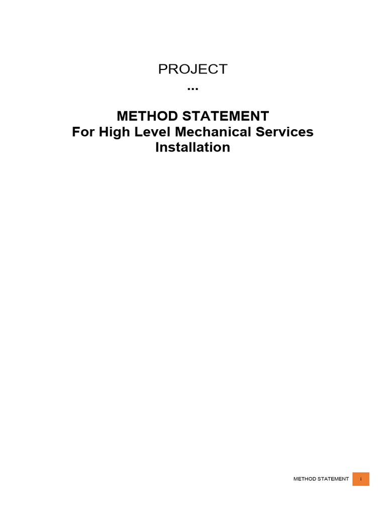 Methode Statement of High Level Mechanical Service System Installation ...