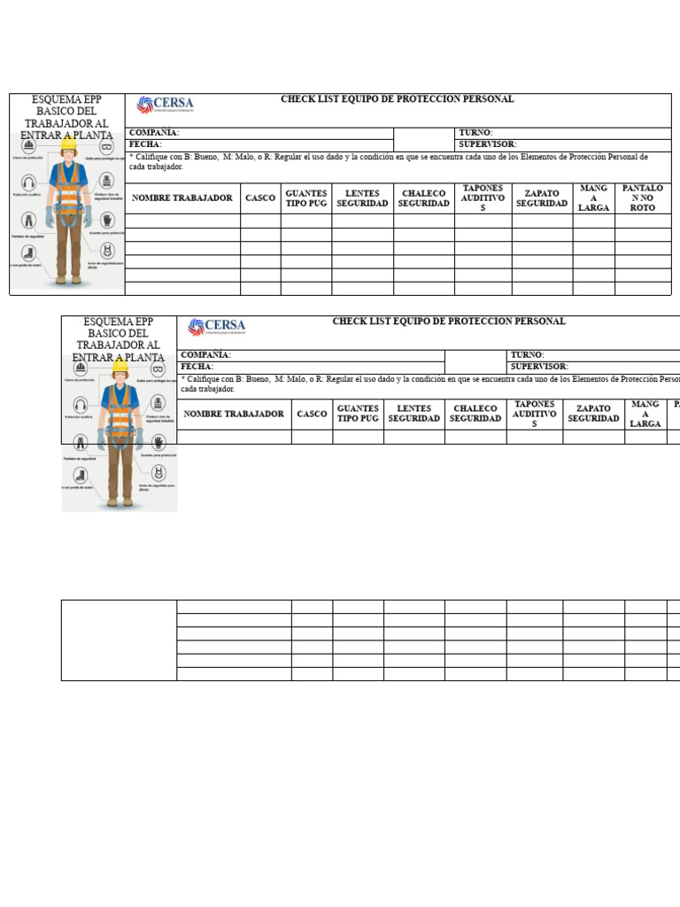 Check List Epp Diario | PDF